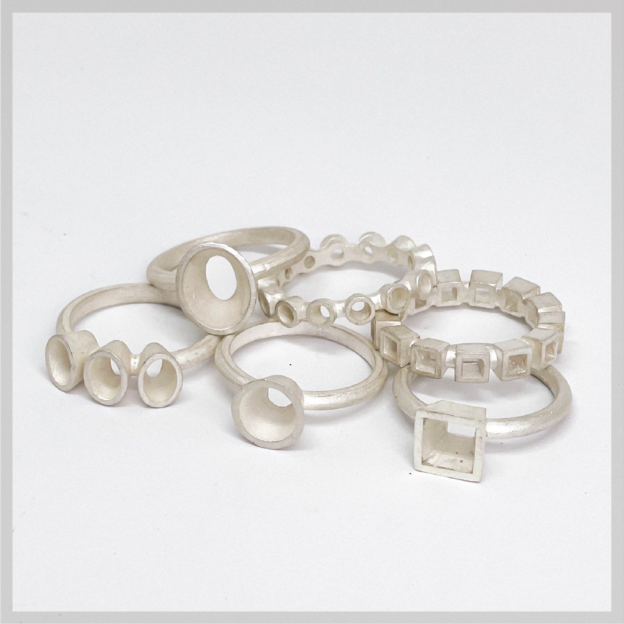 Sterling Silver Bezel Setting Practice Ring Set - Jeweler's Bazaar