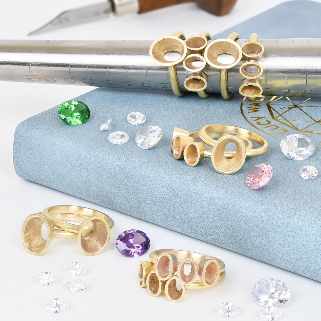 Oval Bezel Setting Practice Rings With Stones - Jeweler's Bazaar