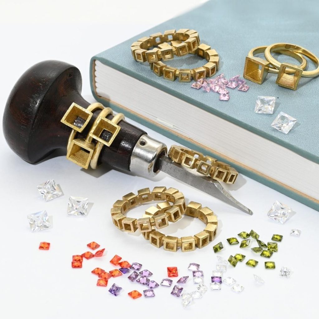 Princess Bezel Setting Practice Rings With Stones - Jeweler's Bazaar