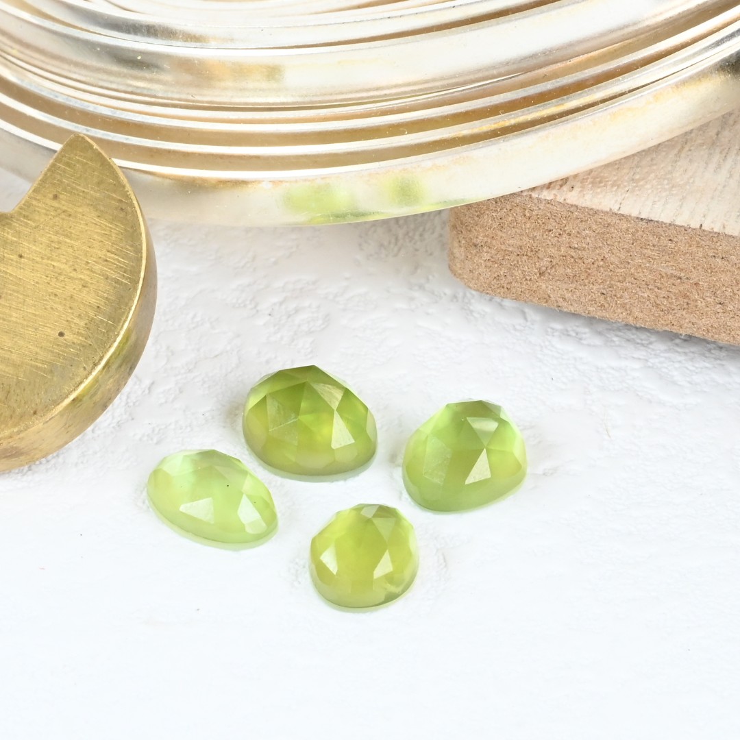 Peridot and Mother of Pearl Rose Cut Doublets - Jeweler's Bazaar