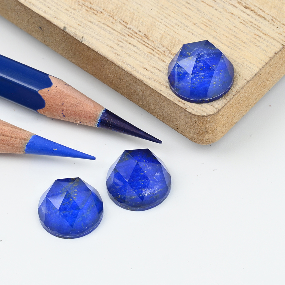 Rock Crystal and Lapis Round Rose Cut 12mm - Jeweler's Bazaar