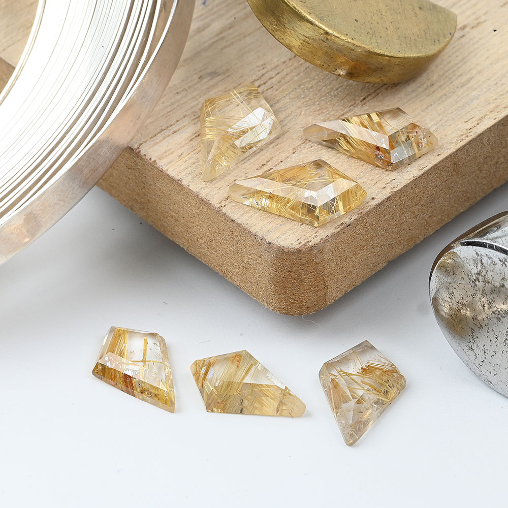 Rutilated Quartz Kite Cut 8mm x 13mm - Jeweler's Bazaar