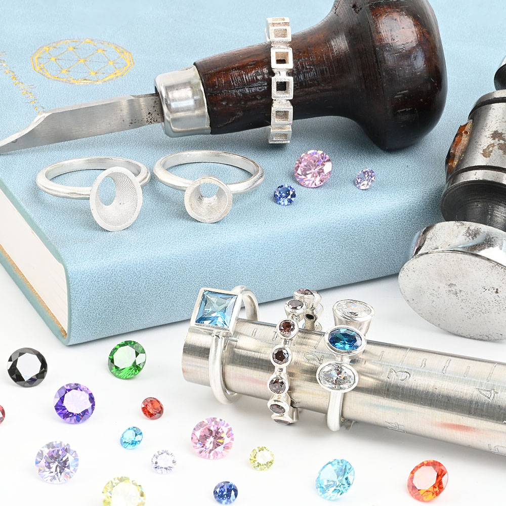 Sterling Silver Bezel Setting Practice Ring Set - Jeweler's Bazaar